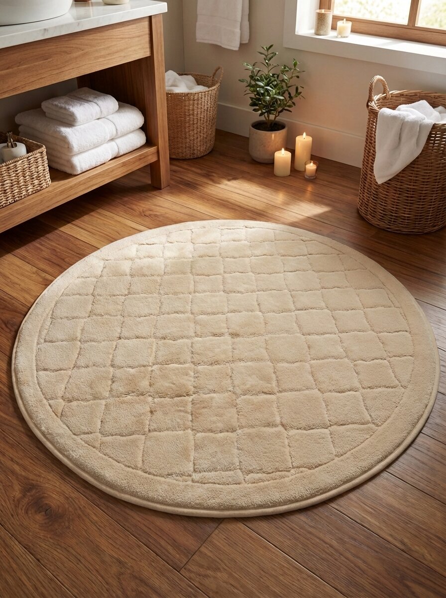 Коврик Natali's Carpets на пол для ванной и туалета круглый 100х100 см Турция