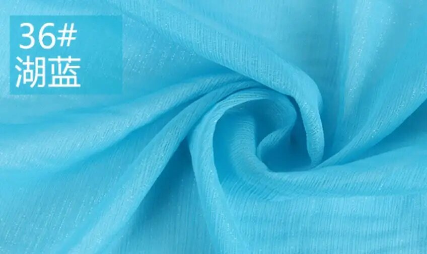 Креп-шифон Uuyol, металлический, 92 см Голубой, 36 Blue