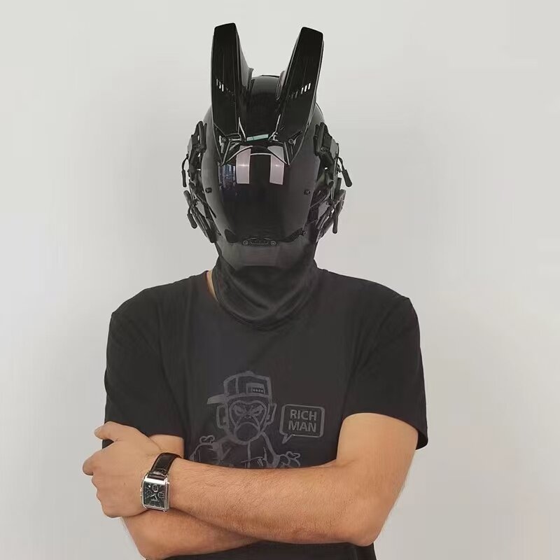 Киберпанк маска для косплея: футуристический шлем с акриловыми элементами и регулируемыми ремнями