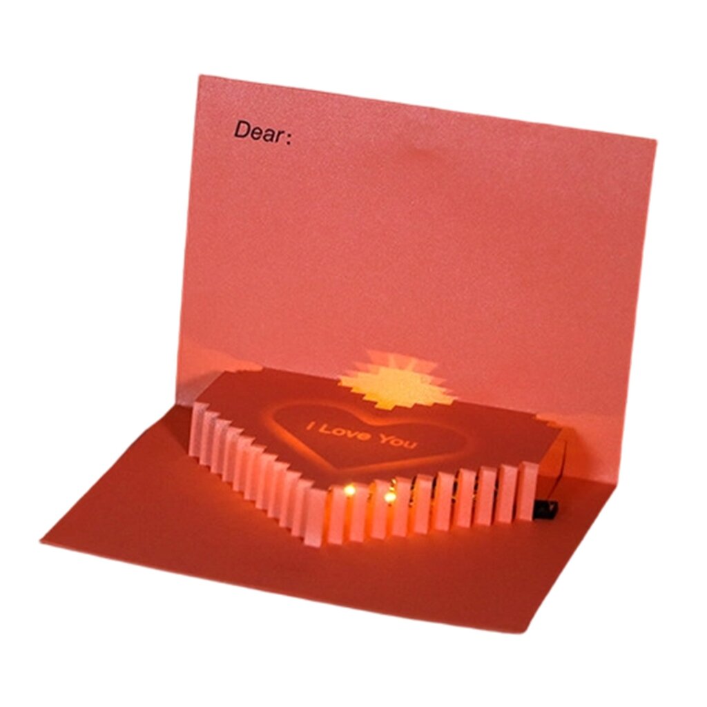 Светящаяся розовая открытка в форме сердца с голосовым сообщением