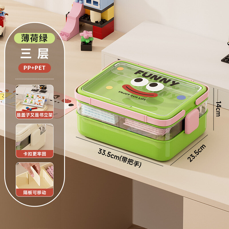 Коробка для хранения строительных блоков, настольная многослойная складная коробка для детских игрушек с отделениями, прозрачная коробка для хранения Lego