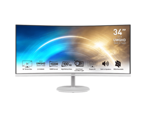 Монитор MSI 34" Pro MP341CQW белый VA LED 1ms 21:9 HDMI M/M матовая 300cd 178гр/178гр 3440x1440 100Hz DP 2K 7.7кг