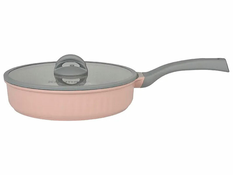 Сковорода Kukmara 240 мм, с ручкой со стеклянной крышкой, АП линия Stella cappuccino (сск241а)