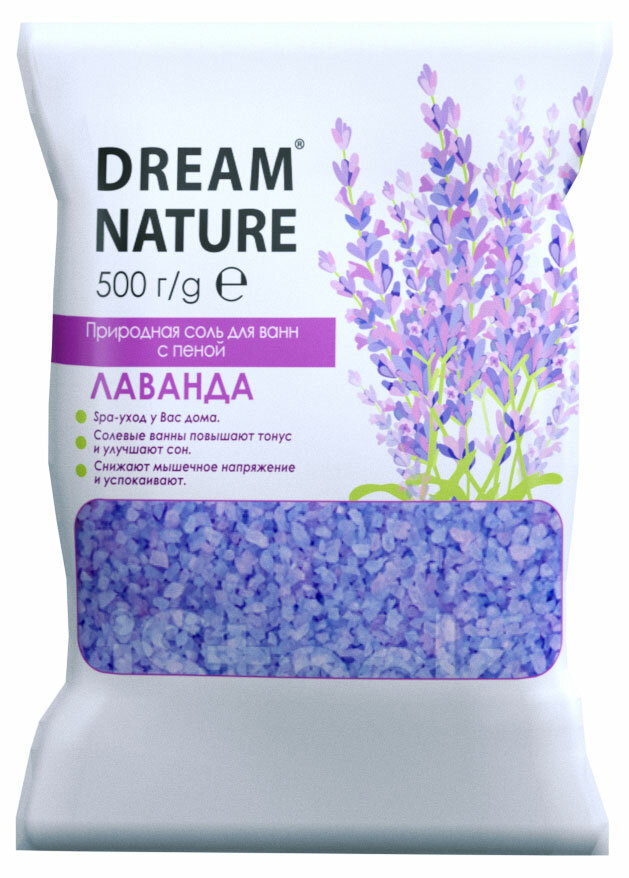 Соль для ванн с пеной Dream Nature Лаванда, 500 г