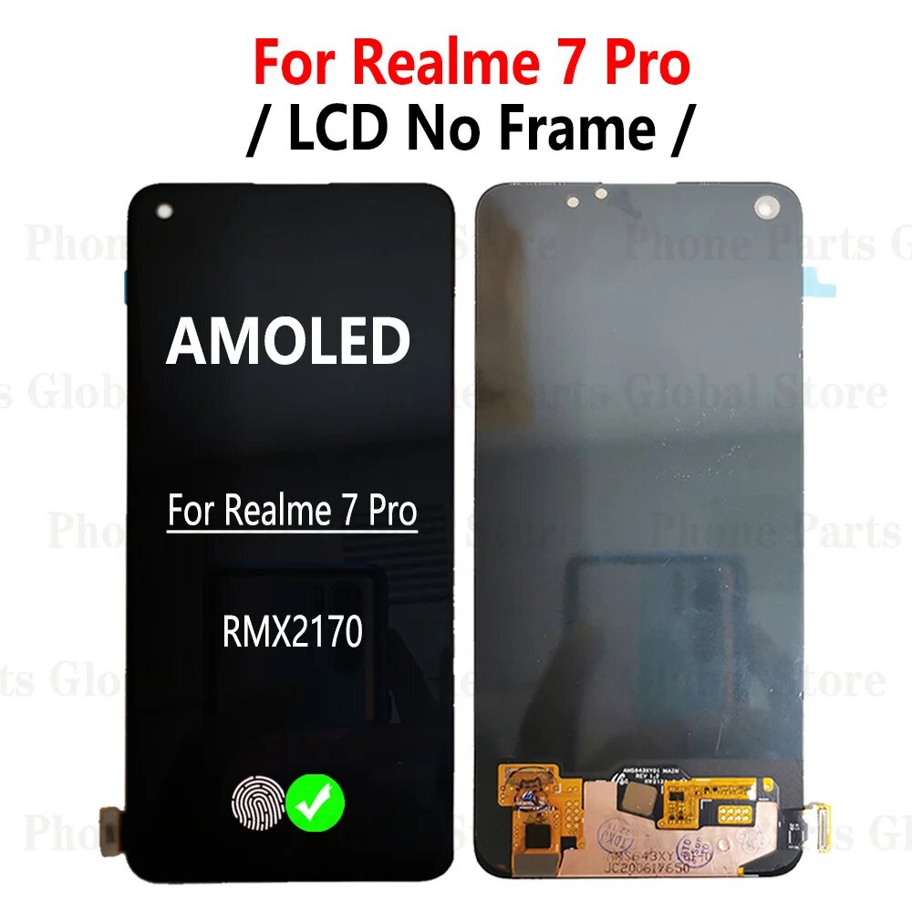 AMOLED-дисплей для OPPO Realme 7 Pro с рамкой RMX2170, сенсорный экран в сборе, No Frame - AMOLED