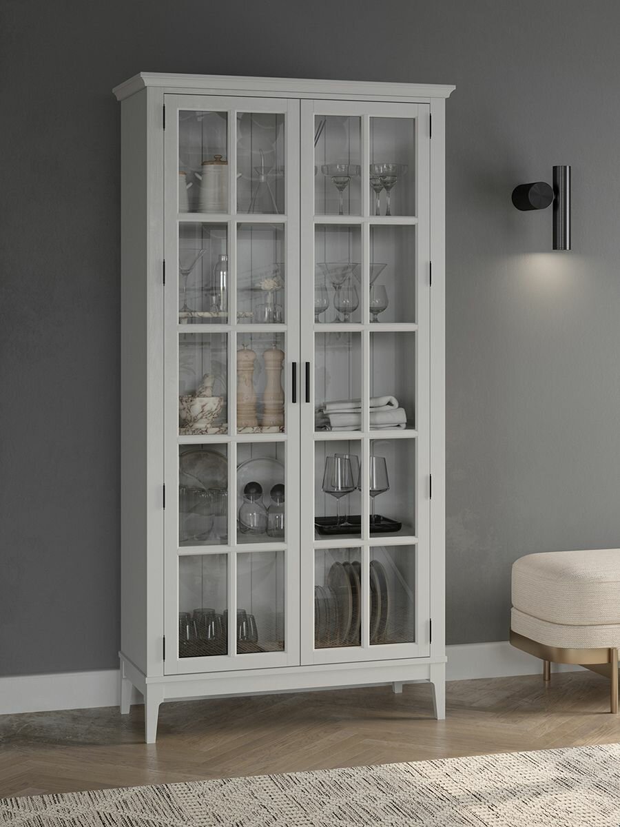 Шкаф для посуды Гостиная Квадро-С 200-195 (белый лак)