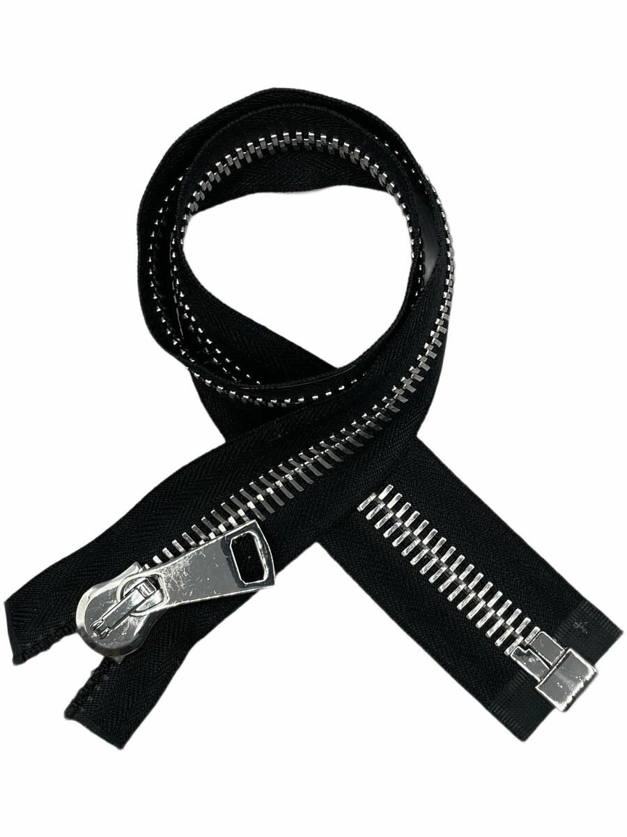 Молния металл,70см, тип 15,1 замок, черный, зубья серебро. Италия.1шт.