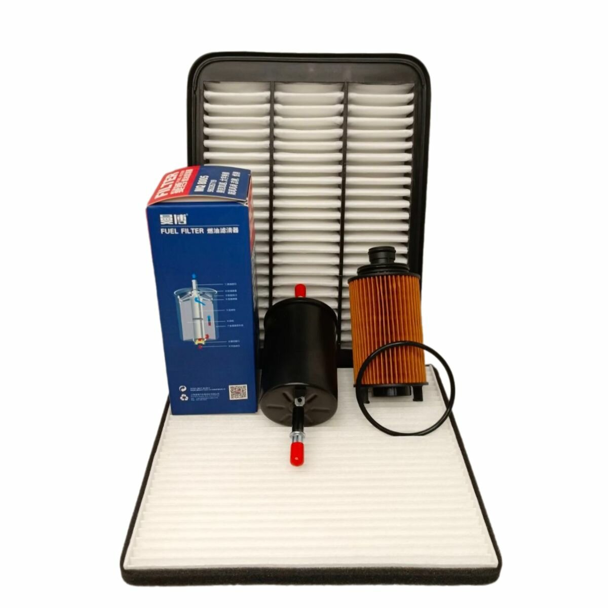 Фильтр воздушный + салонный + масляный + топливный комплект для Чери Тигго ФЛ 1.6 цепь (Chery Tiggo FL 1.6 грм цепь)