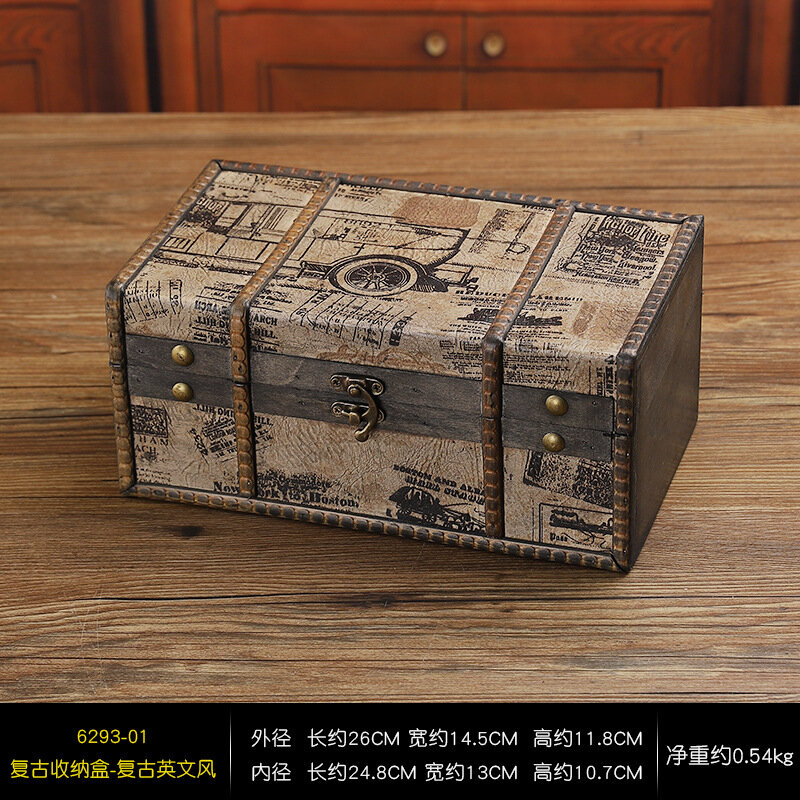 2026 Новый деревянный настольный органайзер, винтажный английский стиль, шкатулка для ювелирных изделий, коробка для документов и писем, упаковка, деревянная коробка