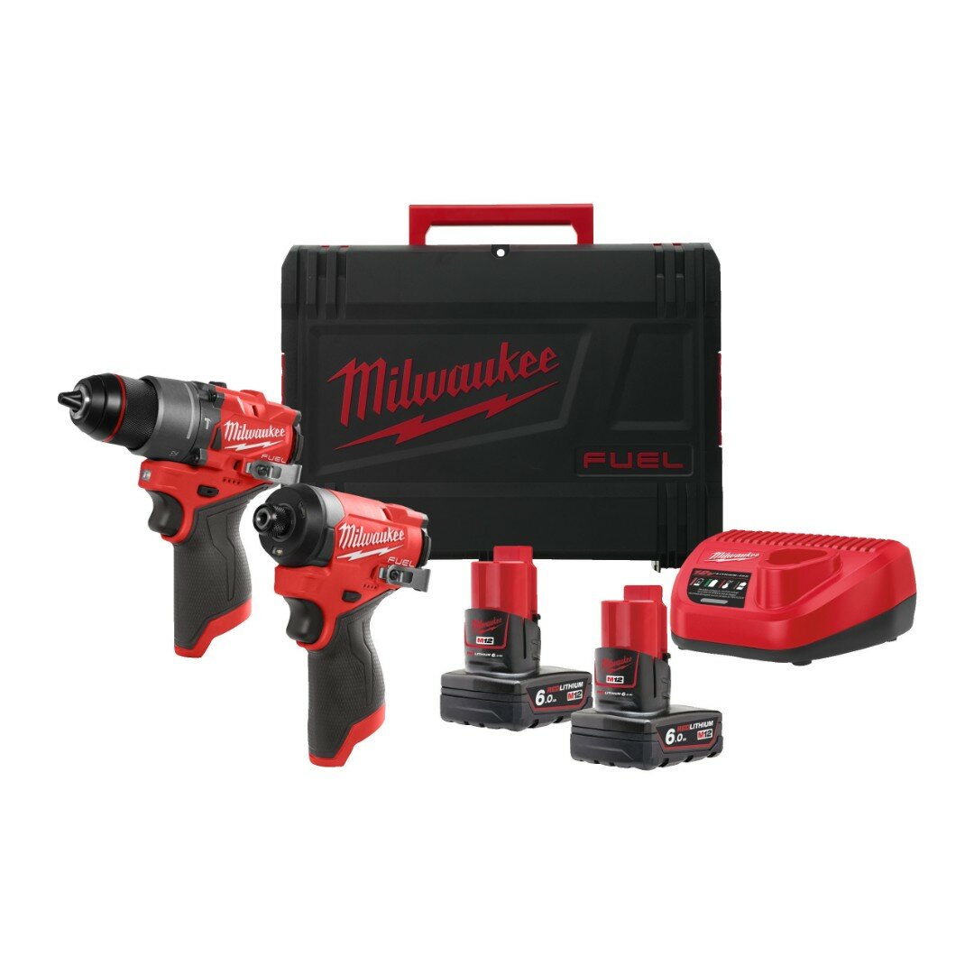 Набор электроинструментов Milwaukee M12 FPP2A2-602X Fuel 4933480588 (шуруповерт, винтоверт, 2 АКБ, кейс)