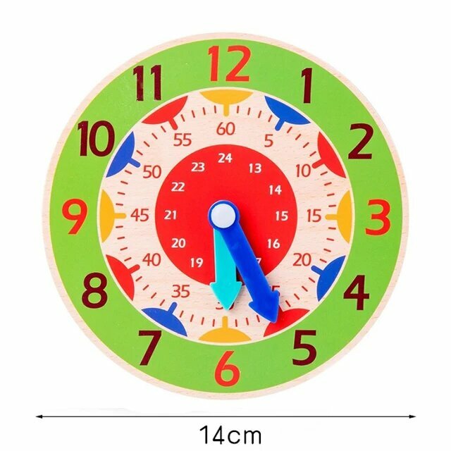 Деревянные часы для детей, Green Clock, красный