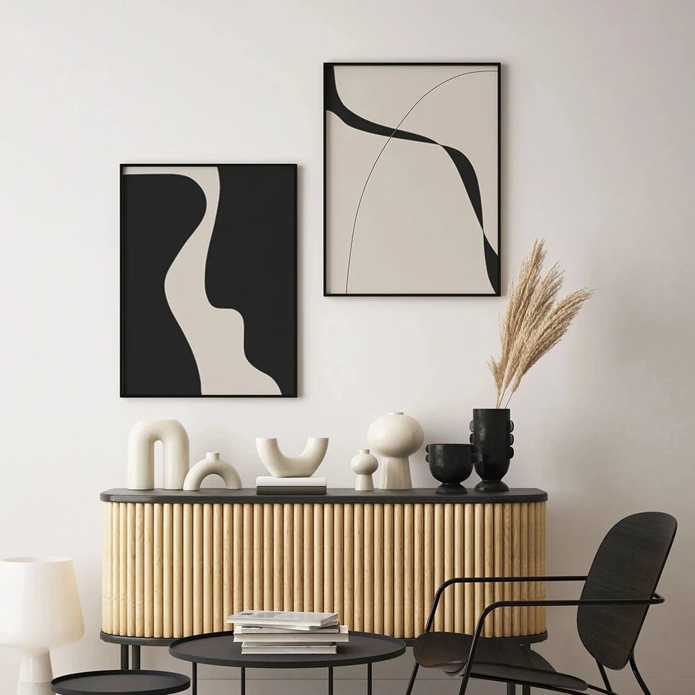 Черно-белый принт на холсте 40x60см, G1492-2pcs