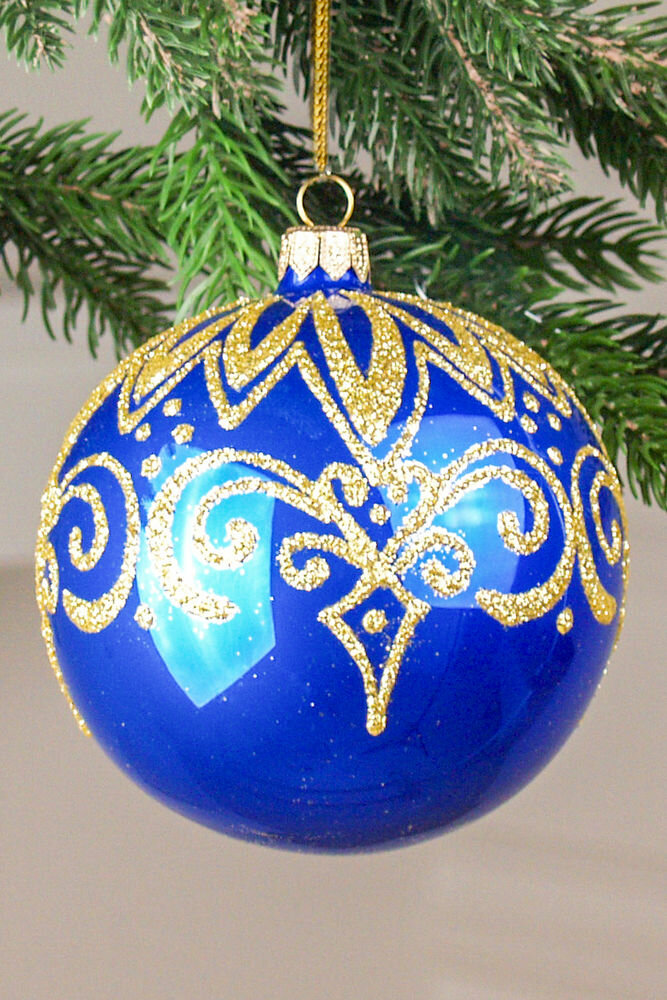 Елочный шар вечерний, синий, 95 мм, Елочка С620-син