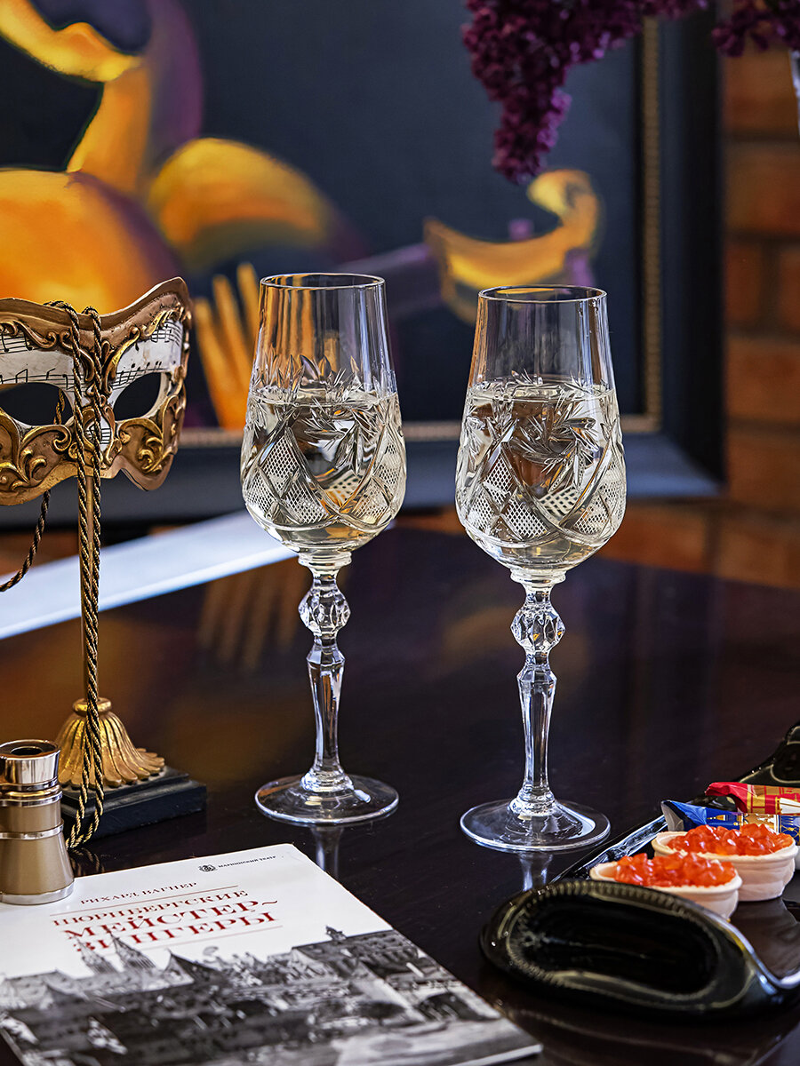 Хрустальные бокалы для шампанского игристых вин 190 мл, фужеры набор 2 шт, Неман