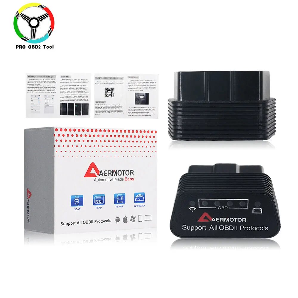 AERMOTOR OBD2 сканер Bluetooth, WiFi, ELM327 V1.5