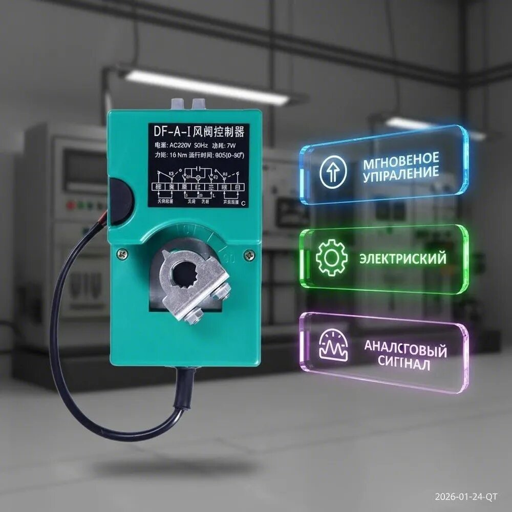 Электропривод воздушного клапана с аналоговым управлением DF-A-I, для систем вентиляции