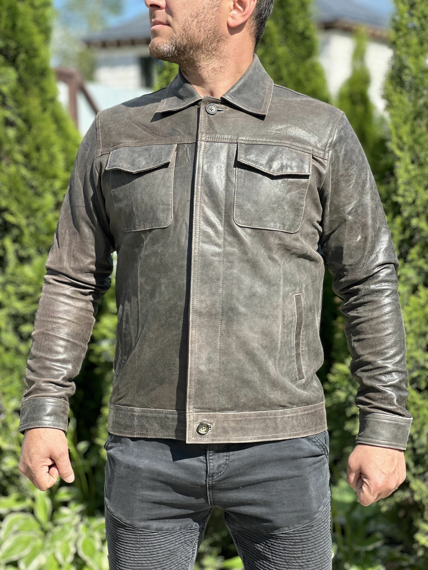 Куртка кожаная  Весна-лето 2024