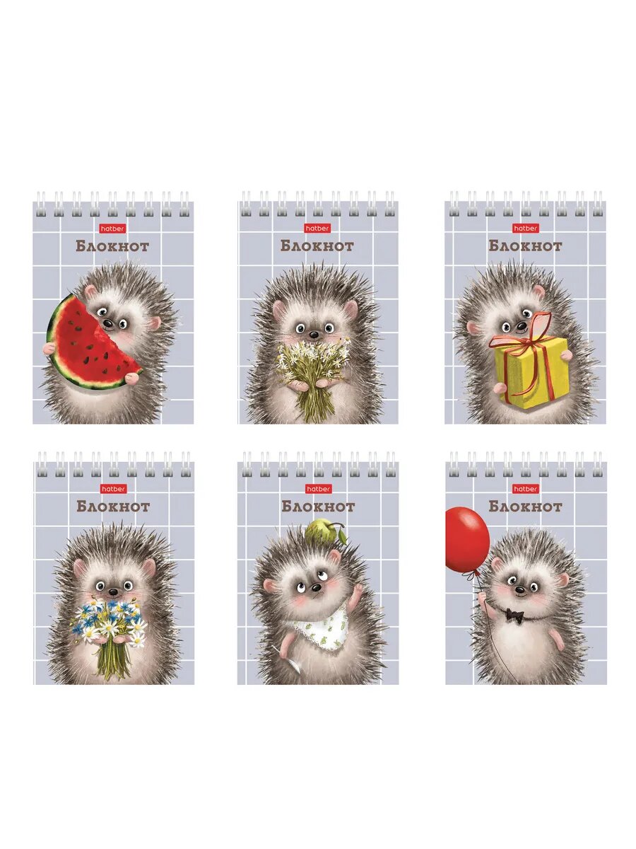 Блокнот А7 40 листов клетка на гребне 6 шт.