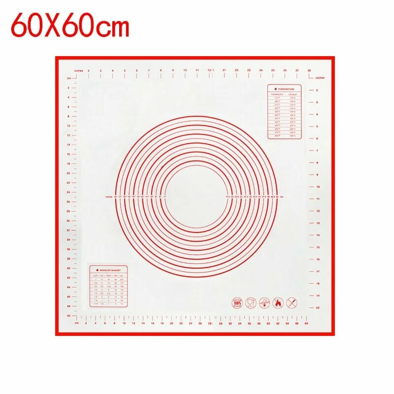 Силиконовый коврик для теста 60x60 см, красный
