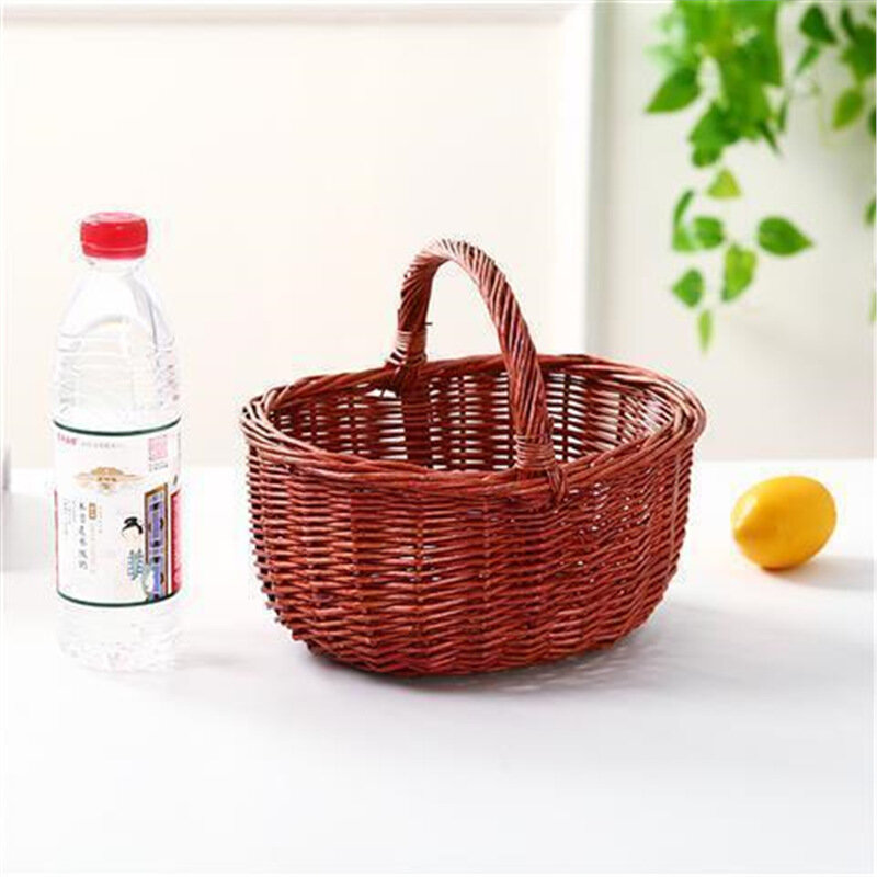Плетёная корзина для хранения, корзина для покупок, маленькая бамбуковая корзина, подарочная корзина, плетёная корзина для фруктов, портативная корзина для продуктов, в деревенском стиле.