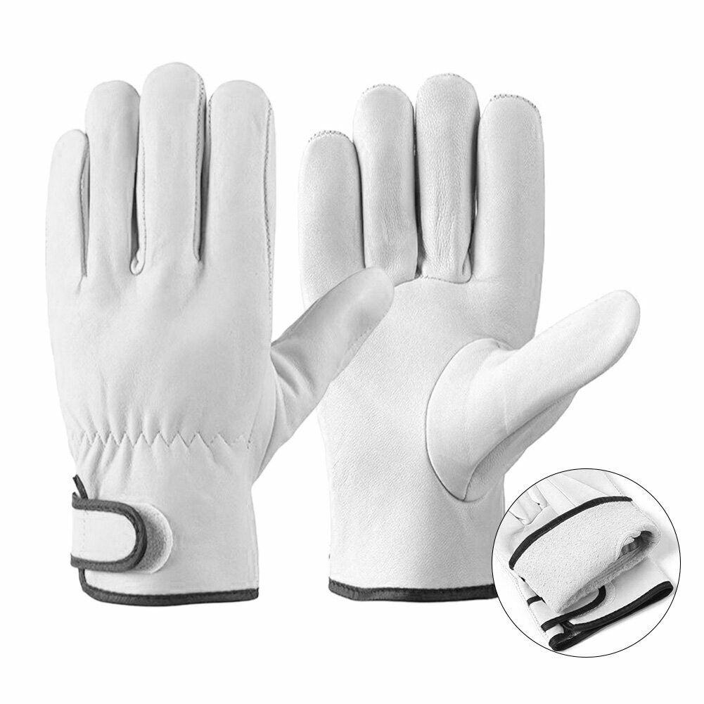 Рабочие перчатки из мягкой овечьей кожи для водителей, охотников, садоводов, сварщиков, обеспечивающие защиту и безопасность. , белый без подкладки