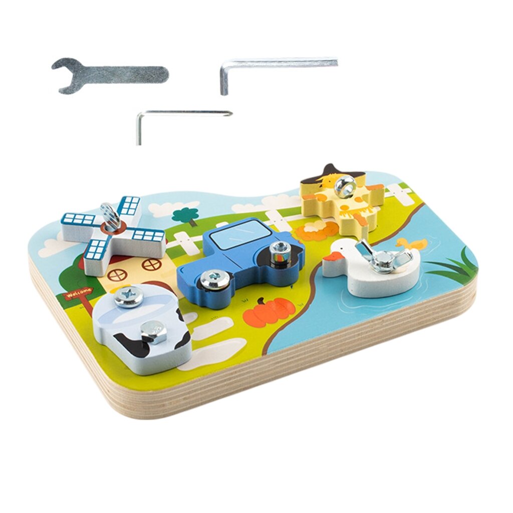 Развивающие Деревянные Строительные Блоки С Винтовыми Инструментами Для Раннего Обучения Детей, Развития Мелкой Моторики В Возрасте от 3+