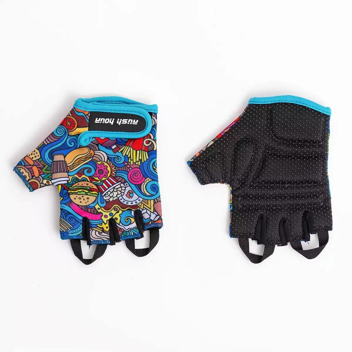 Велоперчатки RUSH HOUR Kids, детские, размер XXS, fastfood, универсальные