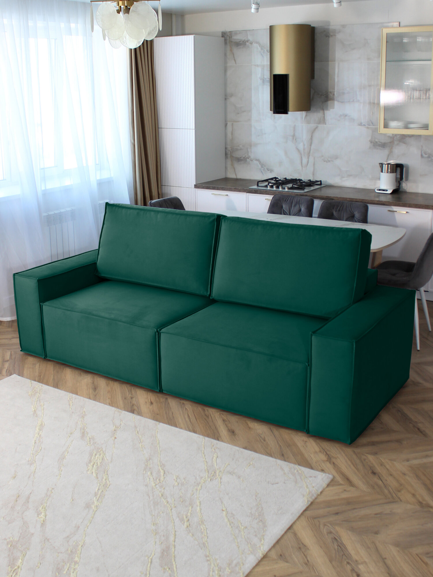 Диван-кровать Forrest Конер зеленый, механизм выкатная Еврокнижка, 250х109х65 см