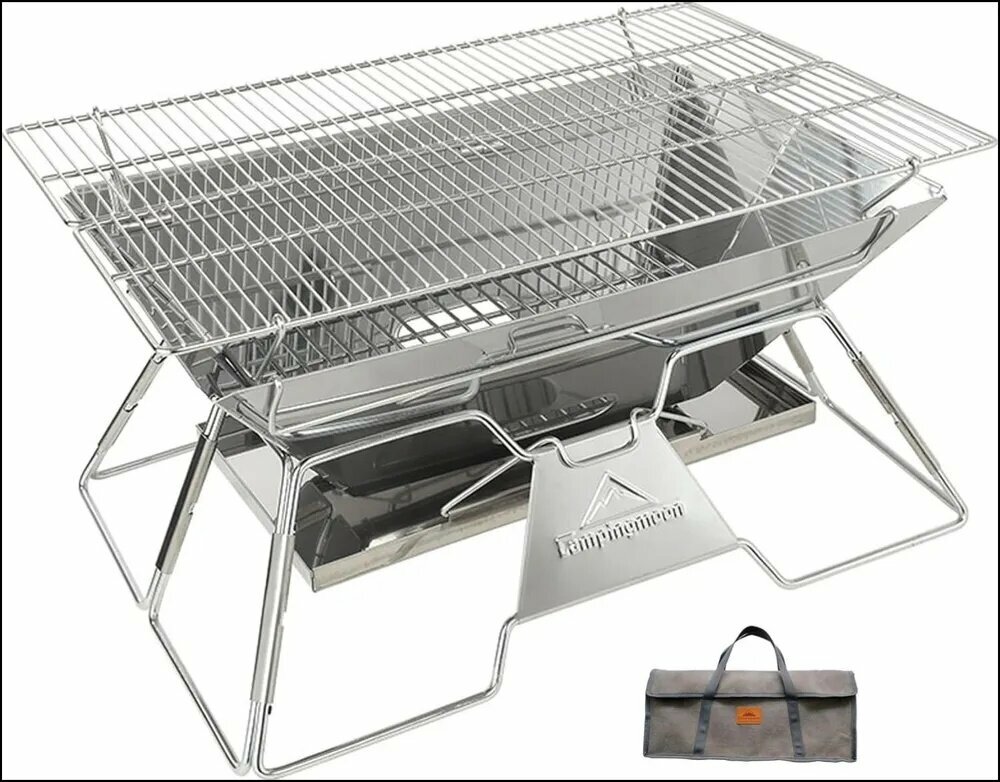 Эксклюзивный гриль для барбекю 50.8x33.0 см от CAMPINGMOON выполнен из нержавеющей стали, складной