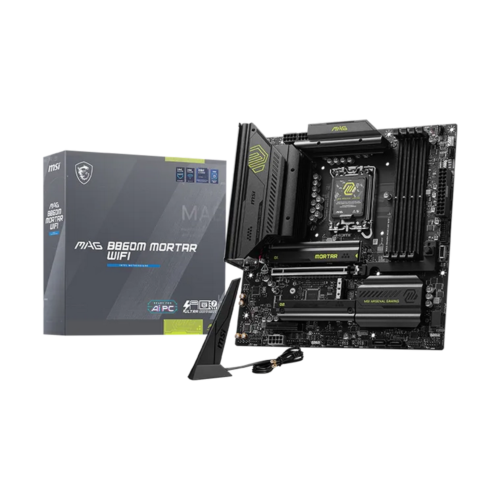 Материнская плата MSI MAG B860M MORTAR WIFI, LGA1851, Intel B860, Micro-ATX, RTL (MAG B860M MORTAR WIFI)