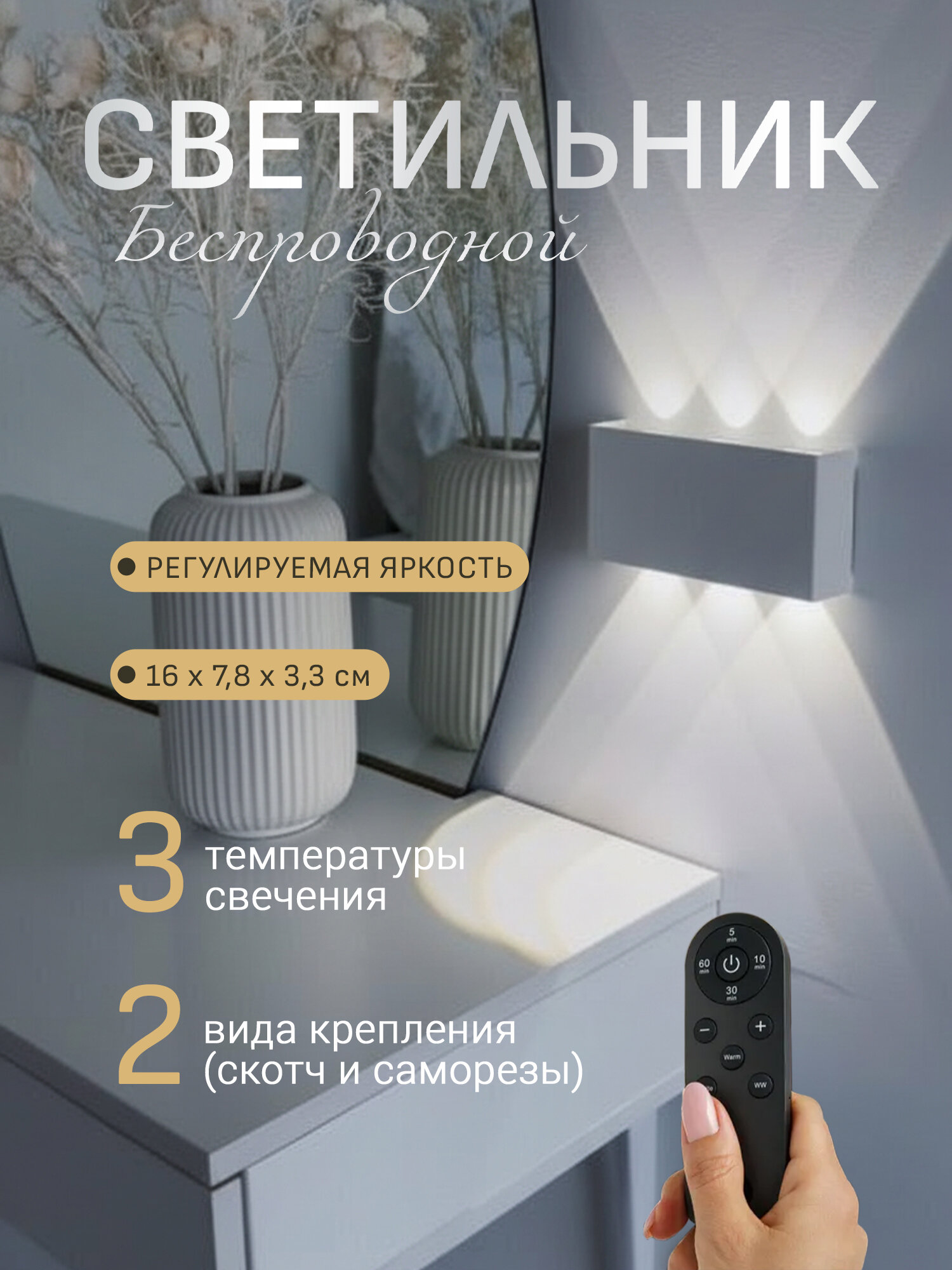 Светильник настенный беспроводной на аккумуляторе с пультом IQ Life LED Line Comfort
