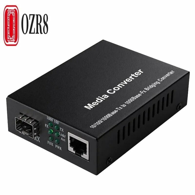 (D A G Y) Черный SFP Fiber Converter Metal 10/100/1000M Ethernet Transceiver, Совместимый С
