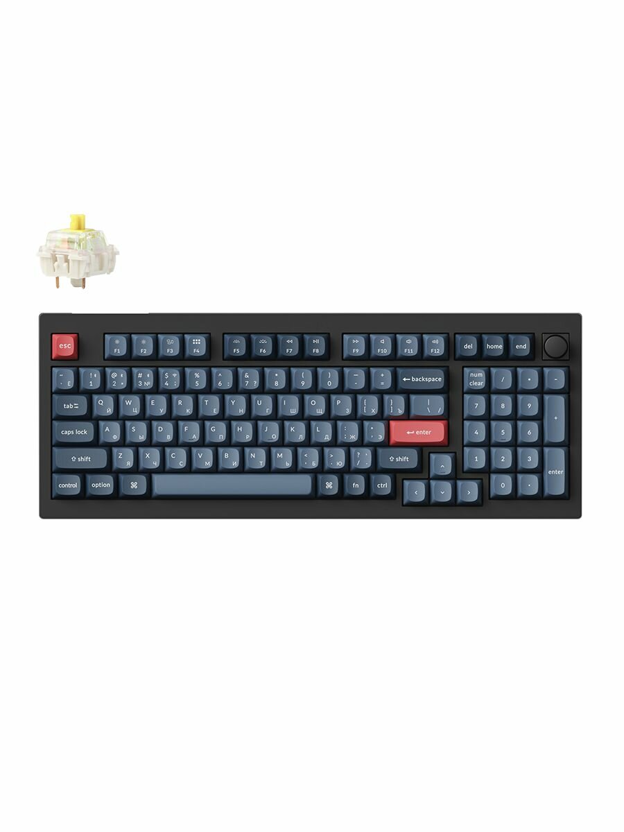 Беспроводная механическая клавиатура Keychron V5 Max (96%) цвет Carbon Black, Русская раскладка, RGB, Hot Swap, кейкапы без подсветки, тактильные переключатели (Gateron Jupiter Banana)