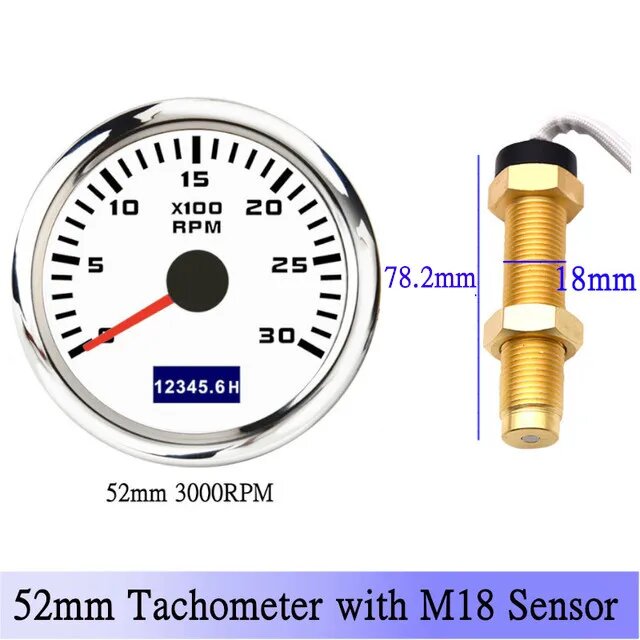 Тахометр 52 мм 30000 RPM с датчиком M18
