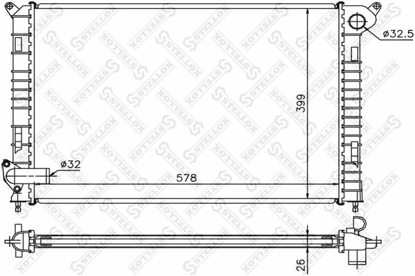 STELLOX Радиатор охлаждения двигателя для Mini Cooper/One 1.4/1.6i 01>