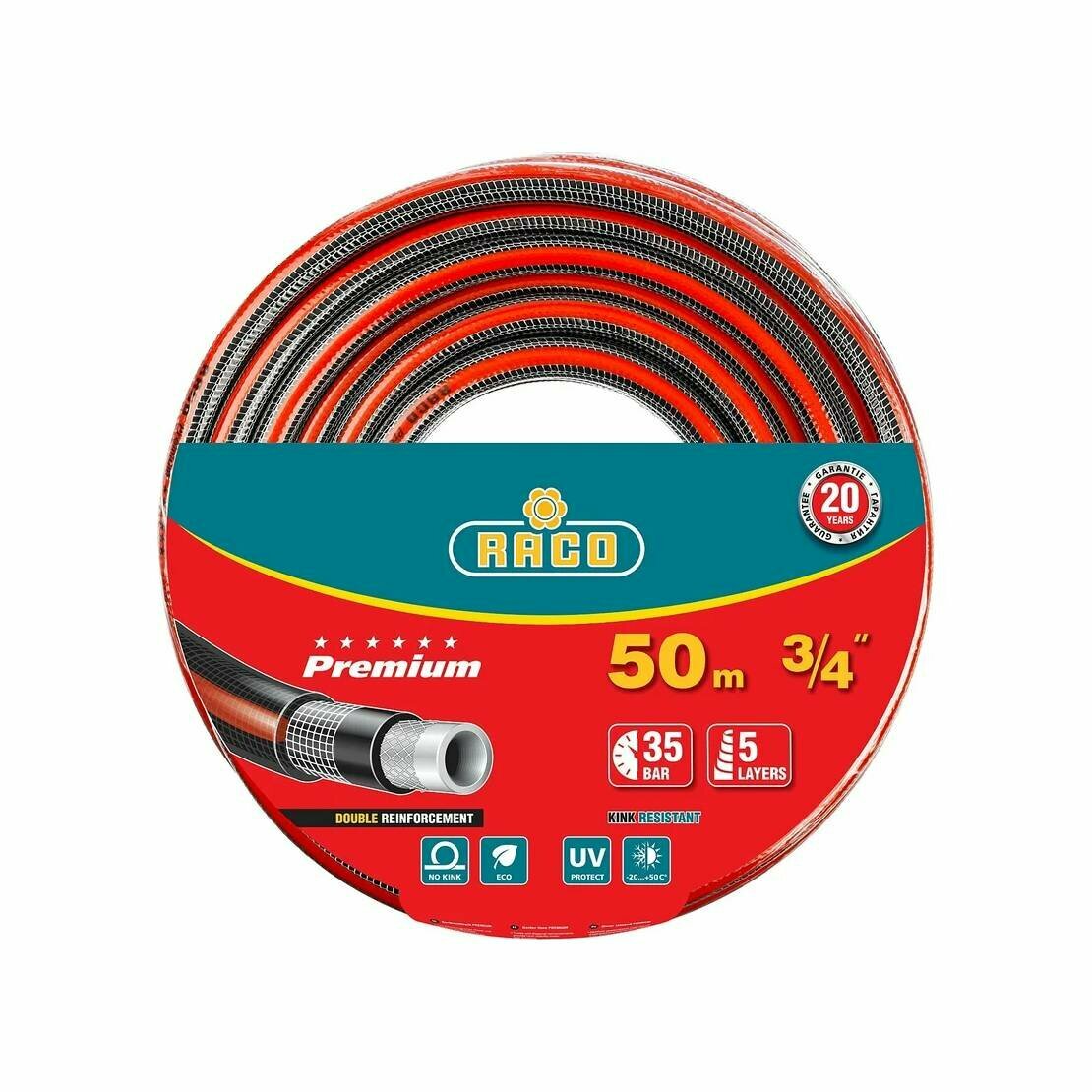 Шланг поливочный RACO PREMIUM (40300-3/4-50z01) 3/4", 50 м, защита от УФ-лучей, ПВХ, красный