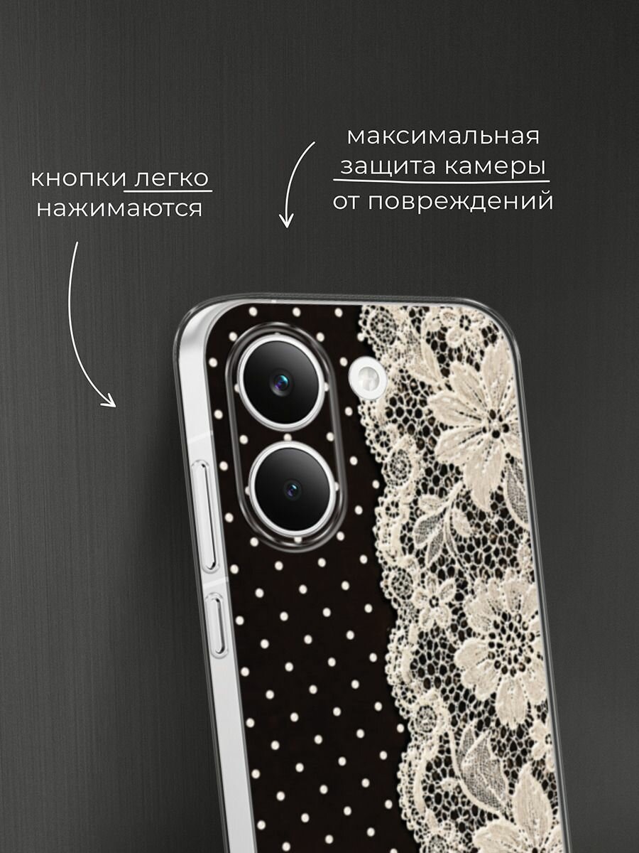 Силиконовый чехол на Poco X8 Pro / Поко X8 Про с принтом Кружево и горошек — фото 1