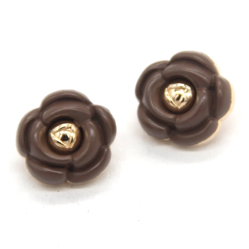 Кнопки HENGC металлические цветочные 13 мм Deep Brown