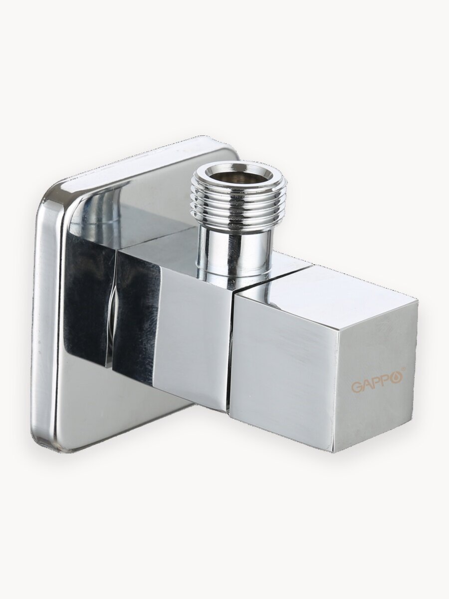 Кран шаровой угловой для подключения сантехприборов хромированный в комплекте с декоративной чашкой Gappo G241.0403 1/2"х3/8" уп. 1 шт.