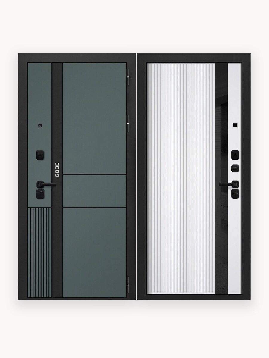 Входная металлическая дверь GOOD 3, 2050х960, правая, Velluto Verde/Velluto Bianco, для квартиры