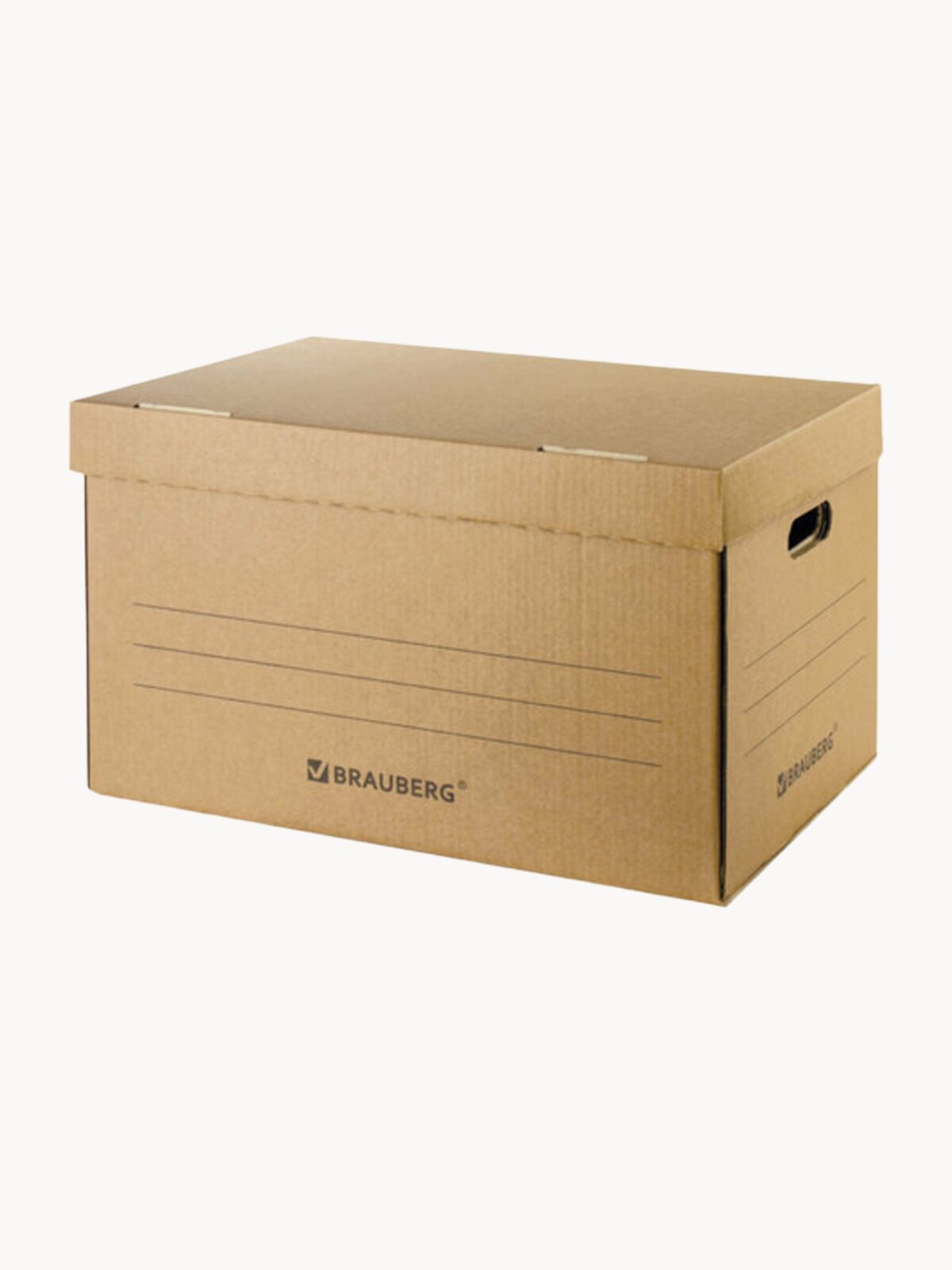 Короб архивный "Делопроизводство" (235х325х180 мм), с крышкой, гофрокартон, BRAUBERG, 129589
