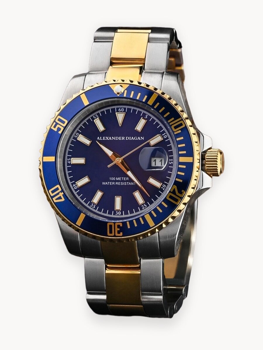 Наручные часы Alexander Diagan, золотой, синий