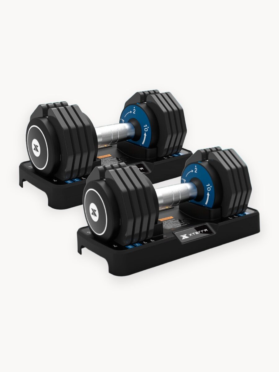 Гантели разборные Xterra Fitness 2-10 кг (пара), регулируемые, с лотком для переноски