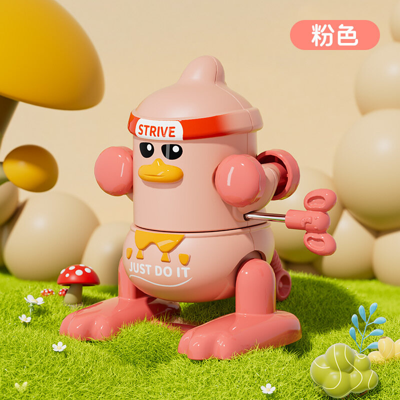 Игрушечная уточка с ручным приводом для детей, розовая - Обучающая игрушка для детского сада, переворачивается при