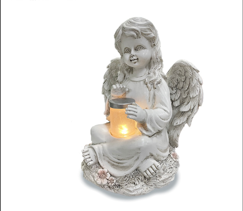 Садовые украшения, солнечные ангелы, статуи, солнечные светильники, ангел-хранитель для девочек, памятные подарки, скульптуры из смолы, уличный декор для дома, патио, двора, газона, крыльца, 1 шт.