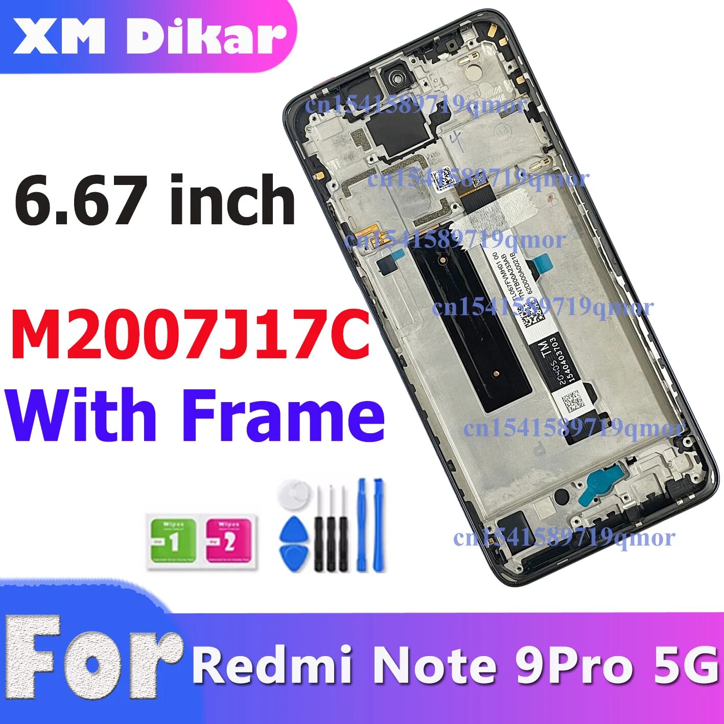 6,67 "оригинальный новый для Redmi Note 9 Pro 5G ЖК-дисплей для Note 9 Pro 5G M2007J17C Orig Black WithFrame