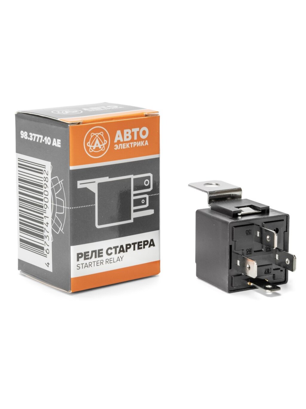 Реле стартера для а/м ВАЗ 2108, ГАЗель Бизнес (4-х конт.) 30А "Автоэлектрика" (с кронштейном)