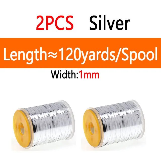 Bimoo Голографическая плоская майларовая мишура для вязания мух 2 шт Серебряный, Silver 2pcs