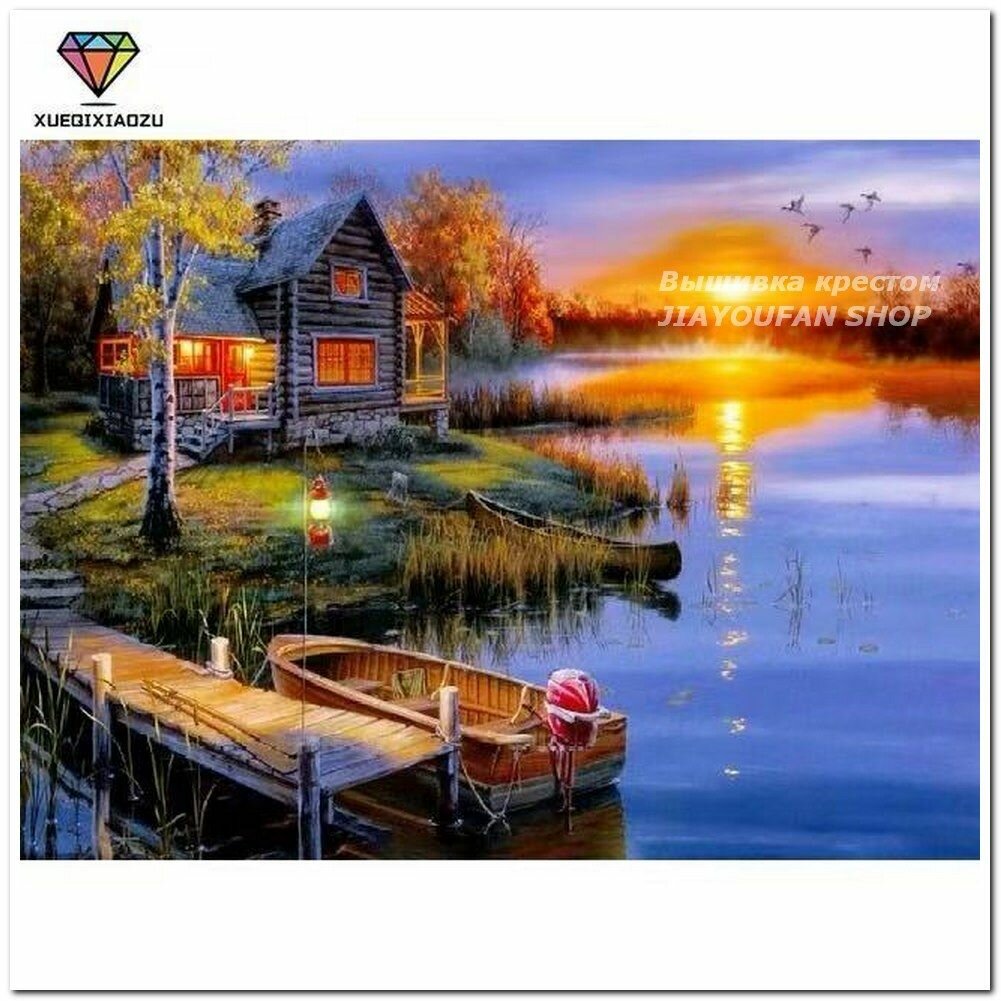 Набор для вышивания крестом 14CT, канва 50x60 см / готовая вышивка 40x50 см