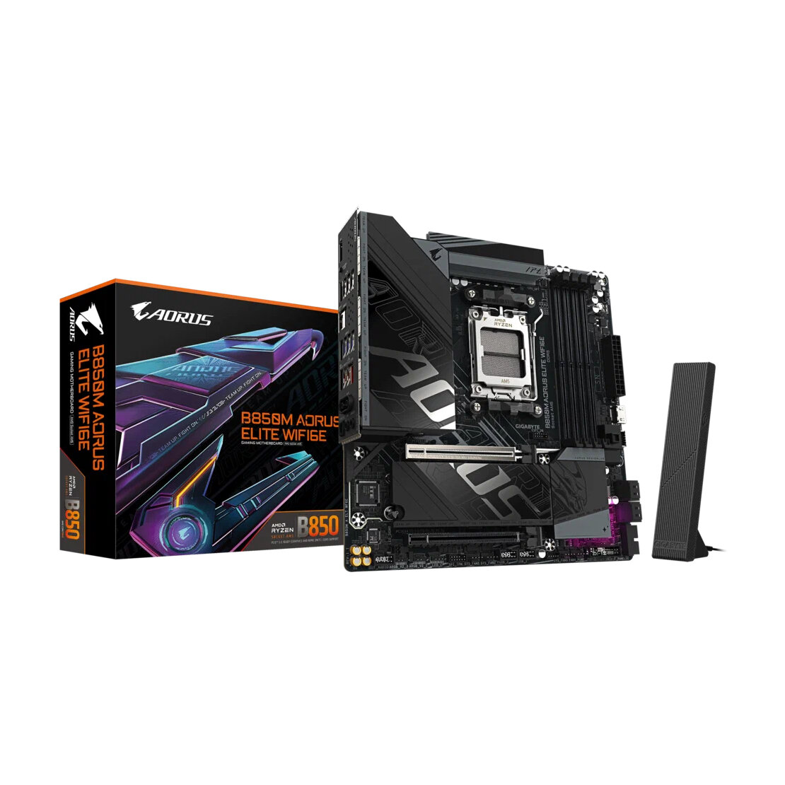 Материнская плата Gigabyte B850M AORUS ELITE WIFI6E, AM5, AMD B850, mATX, AC97, черный
